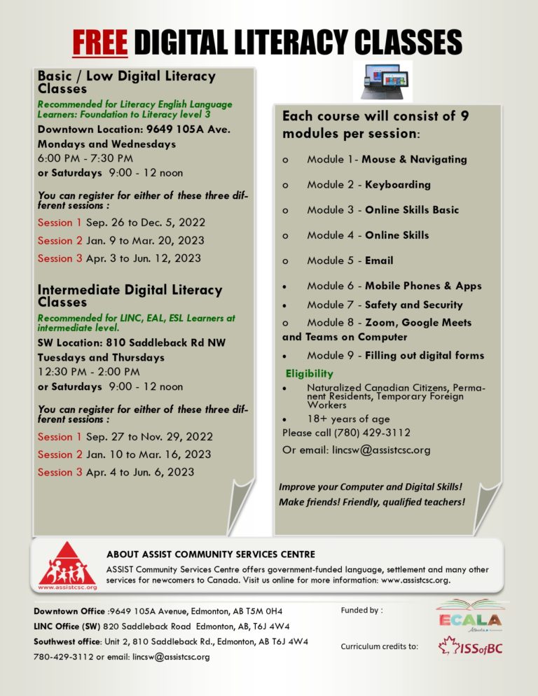 Free Digital Literacy classes-Basic – ASSIST